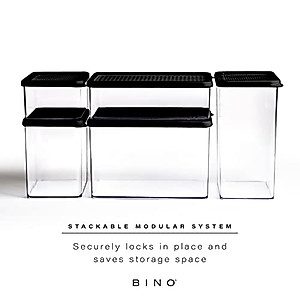 BINO | Food Storage Containers, 1.9 Qt/1.78 Liter, Black - 12 Pack | THE SNAP COLLECTION | Airtight Food Storage Containers with Lids | Pantry Organization | BPA-Free | Containers for Organizing
