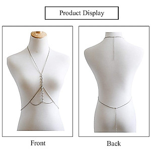 Bmirth Sexy Body Chain Silver Bikini Bra Chain Beach Waist Belly Chain Body Jewelry for Women and Girls (F)