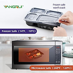 YANGRUI To Go Containers, 50 Pack (50 Trays + 50 Lids) 34oz BPA Free Reusable Bento Box Clean Film Package Machine Washable Meal Prep Container