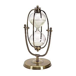 Deco 79 Glass Timer with Rotating Stand, 13" x 6" x 6", Brass