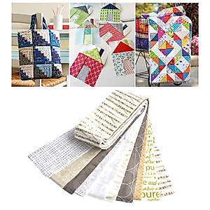 sharprepublic Roll Up Cotton Fabric Quilting Strips, Jelly Roll Fabric, Patchwork Craft Fabric Bundle, Cotton Fabric, Quilting Fabric - Beige