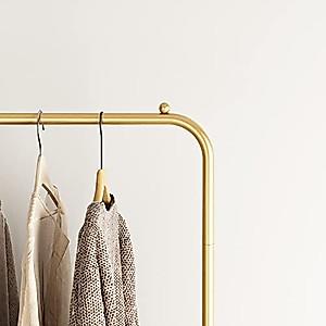 Smlttel Metal Gold Clothes Rack for Hanging Clothes, Rolling Clothing Rack for Boutique Display, Gold Coat Rack Standing Garment Rack with Shelf, Industrial Pipe Rack, Heavy Duty Clothing Rack, Gold