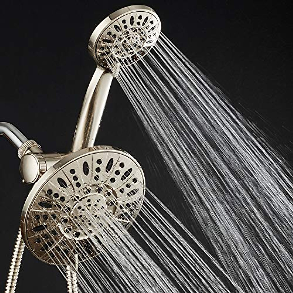 AquaDance 7" Premium High Pressure 3-Way Rainfall Combo with Stainless Steel Hose – Enjoy Luxurious 6-setting Rain Shower Head and Hand Held Shower Separately or Together – Brushed Nickel Finish