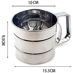Flour Sifter, Baking Sifter Cup, Sifter for Baking, Flour Sieve with 24 Fine Mesh, Stainless Steel Handheld Baking Sieve Cup for Sugar, Flour, Coffee Powder