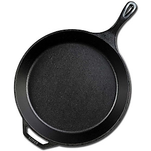 Lodge L14SK3 15-Inch Pre-Seasoned Cast-Iron Skillet & Silicone Hot Handle Holder - Red Heat Protecting Silicone Handle Cast Iron Skillets with Keyhole Handle