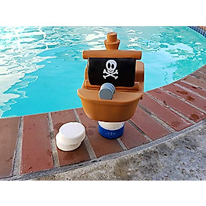 AquaAce Pirate Ship Floating Pool Chlorine Dispenser, Floater for 3 inch Chlorine Tablets