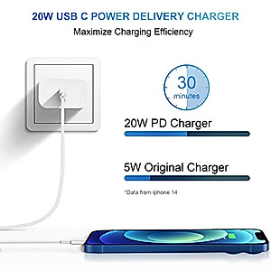 iPhone 14 13 12 Fast Charger [Apple MFi Certified] 20W PD USB C Wall Charger with 6FT Lightning Cable Compatible iPhone 14/14 Pro/14 Pro Max/14 Plus/13/12/11/Pro/Pro Max/Mini/Xs Max/XR/X, iPad