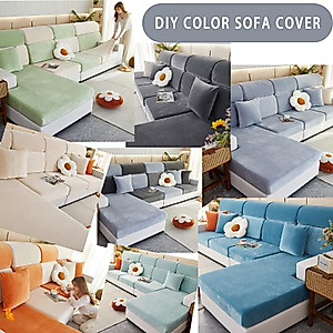 Lsmoosu 2023 New Wear-Velvet Sofa Cushion Covers, High Stretch Sofa Seat Slipcovers, Couch Cushion Cover Universal for 4/3/2/1 Seater Sofa (Sky Blue, Large 1-Seater)
