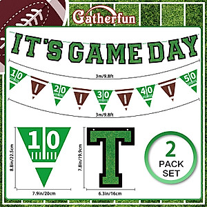 Football Party Decorations Kit: Football Themed Triangle Flags & Football Banner - for Birthday & Tailgate Parties
