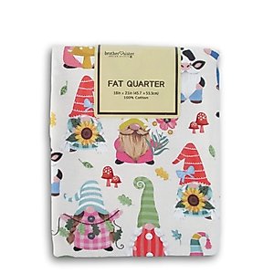 Fat Quarter 100% Cotton for Sewing Crafts - 18 x 21 Inches (Gnomes)