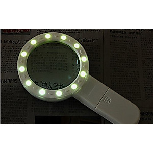 12 LED Lighted Magnifier 20X Handheld Reading Loupe Magnifier 105mm, Battery Powered Illuminated Magnifying Glass for Reading,Inspection,Coins,Rock,Science,Craft and Hobby