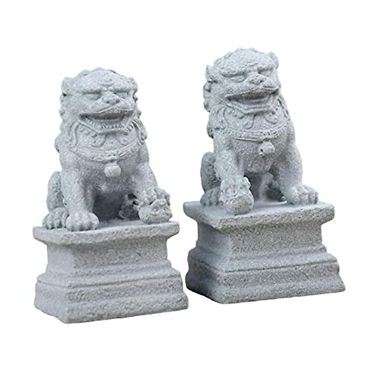 Chinese Style 2Pcs Lions Statues Garden Sculptures Landscape Sandstone Bonsai