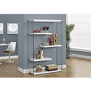 Monarch Specialties I Tempered Glass Bookcase, 60", Glossy White