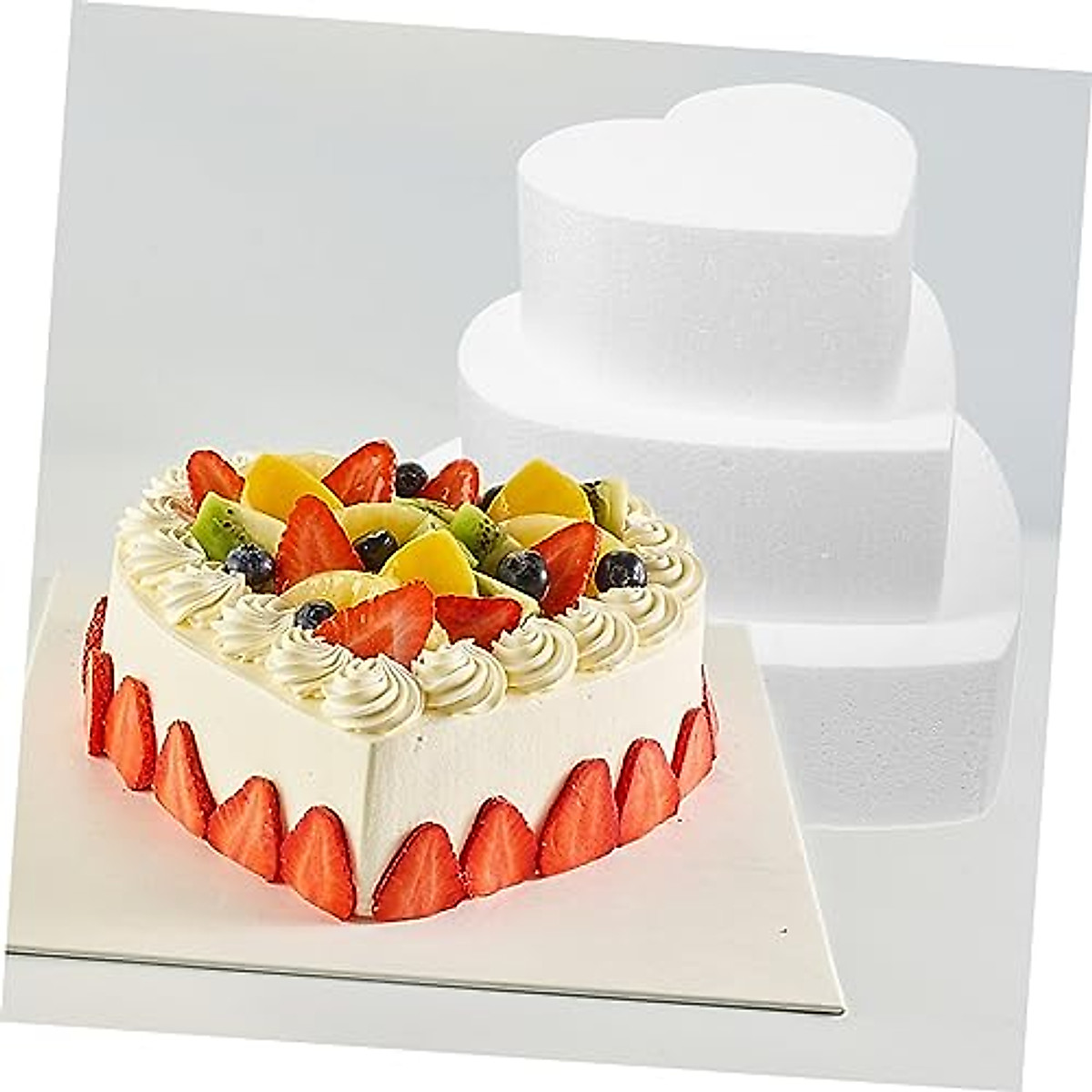 Abaodam 3pcs Foam Cake Mold Wedding Decor Cake Stand Tools Multi-Function Cake Dummies Cake Dummy Tool Practicing Fake Cake Gathering Fake Cake Decorations White Heart-Shaped