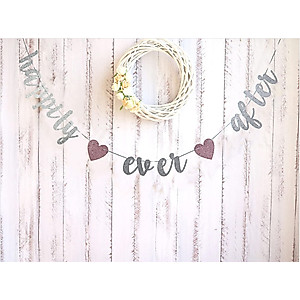zxyxka Happily Ever After Banner, Engaged Bunting Banner-Wedding Anniversary, Bridal Shower Party Decoration Supplies Photo Props(Silver)