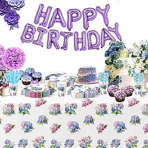 HIPVVILD Hydrangea Floral Plates And Napkins Party Supplies, Hydrangea Party Decorations, Paper Plate, Cup, Napkin, Fork, Flower Hydrangea Birthday Bridal Baby Shower Wedding Decorations | Serve 24