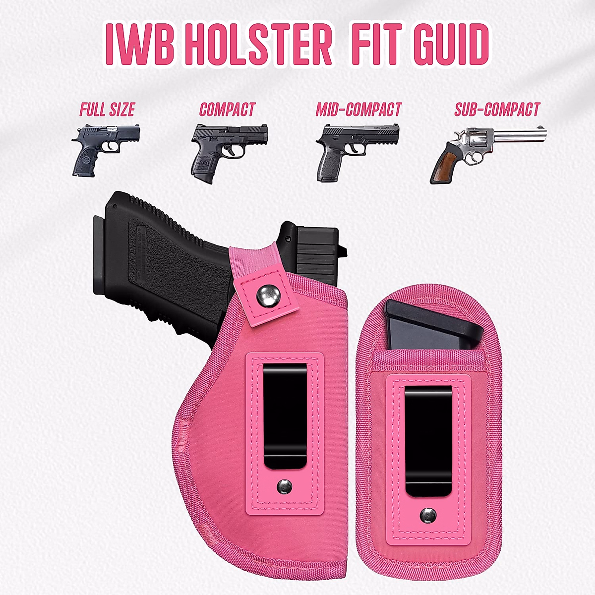 PODFAN Universal Gun Holsters for Men/Women,IWB 9mm Pistols Holster Right Left Handed,Concealed Carry,Fits S&W M&P Shield Glock 9/40 P320 17 19 26 27 42 43,Similar Handguns (Pink-Right Hand)