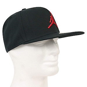 NIKE Men's Jordan PRO Jumpman Snapback, Black/Black/Black/(Gym red), misc