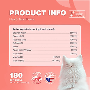 Dog Flea and Tick Treatment Chews - Flea and Tick Prevention for Dogs - Flea & Tick Chewables - Natural Dog Flea & Tick Control Soft Treats - Flea Chewables for Dogs - Immune Support Supplement