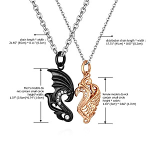 OIDEA Stainless Steel His Hers Angel Wing Pendant Necklace for Couples Valentines Day GIFTS