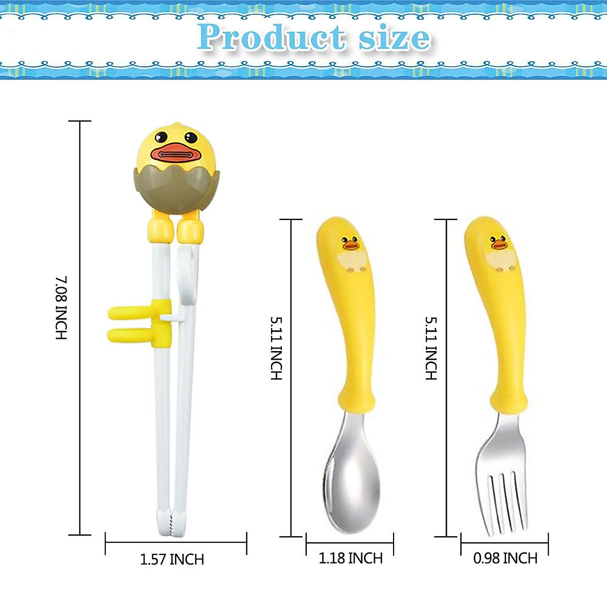 Quimoy 2 Pairs Kids Chopsticks, Training Chopsticks for Kids, Cute Animal Cartoon Design Chopsticks for Learning and Training -Yellow Tiger & Blue Elephant