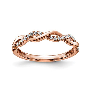 CTIEIP 10K 14K 18K Gold 0.14 Carat Diamond Infinity Twist Wedding Band for Women Anniversary Stackable Ring Jewelry Gift for Her (G-H Color, I2-I3 Clarity)