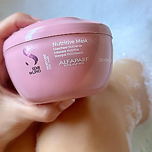 Alfaparf Milano Semi Di Lino Moisture Nutritive Hair Mask - Deep Conditioning Hair Repair Mask for Hydration & Shine - Sulfate, Paraben & Paraffin Free - Professional Quality Hair Care (6.76 oz)