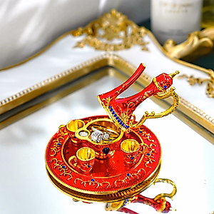 YU FENG Moroccan Teapot Set Jewelry Trinket Box Hinged Hand Painted Enamel Treasured Trinkets Collectable Jewellery Box Ring Holder For Home Decor Gift,3inch