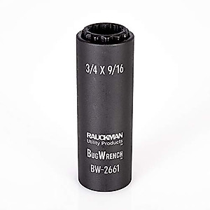 Impact Rated 2-in-1 Black Oxidized Spring-Loaded Socket, 12 Point, Deep Socket - Multi Function 3/4" and 9/16" Lineman Socket