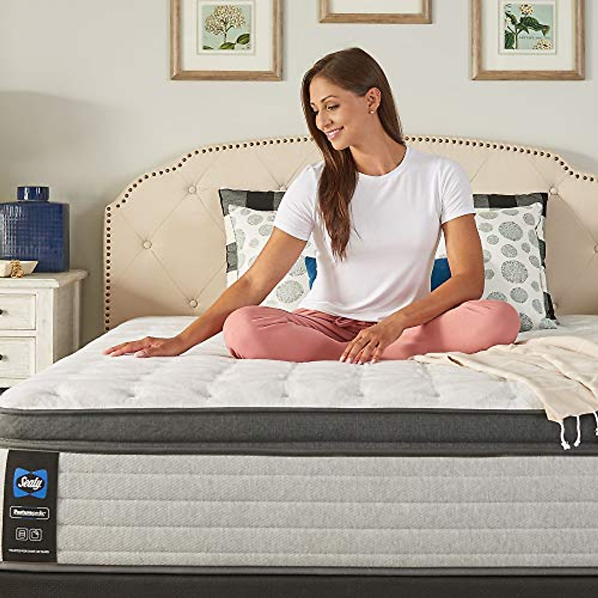 Sealy Posturepedic Spring Summer Rose Euro Pillowtop Soft Feel Mattress and 5-Inch Foundation, Queen