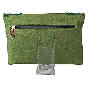 Women Boho Envelope Purse, Evening Bag, Shoulder Bag, Cross-body Bag With Handmade Beaded Pattern & Detachable Shoulder Chain (Green)