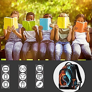 Glaphy Yin Yang Black Backpack for Boys Girls Kids, Laptop Bookbag Lightweight Travel Daypack School Backpacks