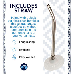 THEARG | Yerba Mate Plastic Gourd Cup with Stainless Steel Straw | Self-Clean Modern Plastic Gourd Design - Yerba Mate Cup and Bombilla Set from Argentina