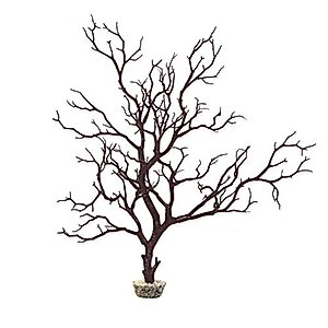 CURRENT USA Manzanita Branch 22-inch Tall with Weighted Base, Molded Aquarium Décor (Dark River Brown)