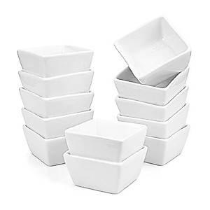 Foraineam 12 Pack 3 Oz Porcelain Dip Bowl Set, White Ramekins Condiments Server Dishes, Dipping Sauce Bowls for Vinegar, Ketchup, BBQ Sauce, Seasoning