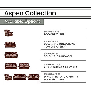 Hanover Aspen 100% Genuine Leather Double-Reclining Sofa, Small Couch with Nailhead Trim, Plush Deep-Seating Couches for Living Room, Den, or Man Cave, Oxblood