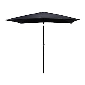 FLAME&SHADE 6.5 x 10 ft Rectangular Outdoor Market Patio Table Umbrella with Tilt, Black