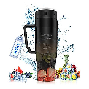 MoKo 22 oz Personal Blender Portable Blender, 300W Smoothie Blender for Shakes and Smoothie,Portable Blender with 6 Blades, BPA Free,Handle and Straw Lid, Blender for Anywhere,Transparent Black