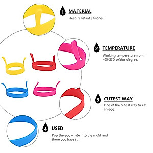 4Pack Silicone Egg Ring, Egg Rings Non Stick, Egg Ring Molds for Cooking, Perfect Fried Egg or Pancake Rings, Multicolor