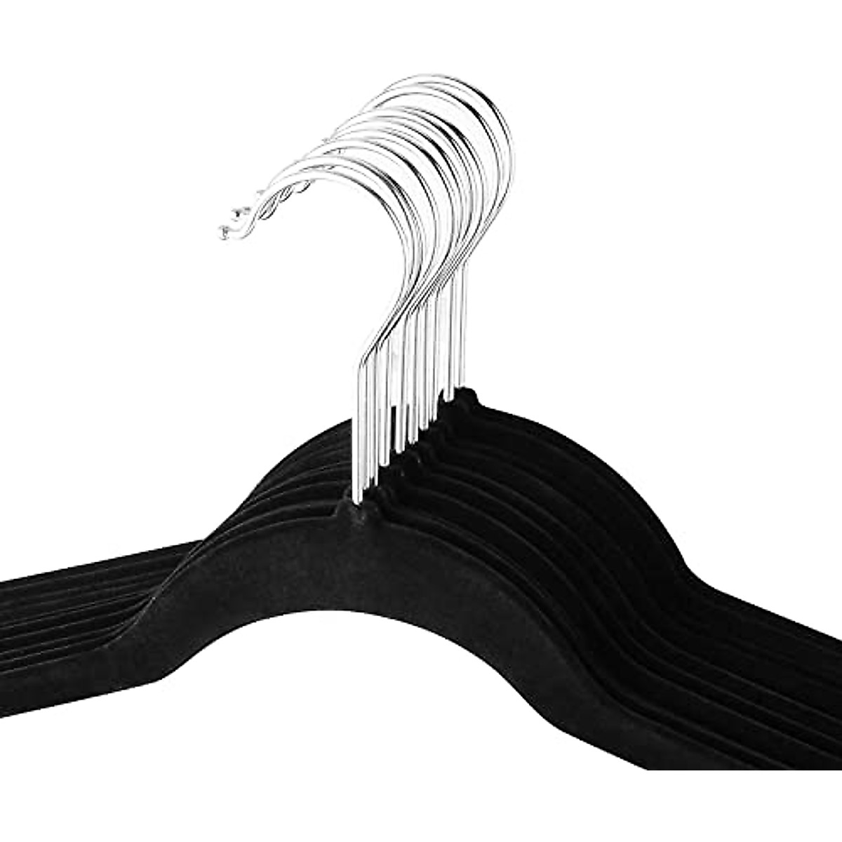 Velvet Clothes Hangers, 10 Pack Black Clothes Hangers, Non-Slip Hangers for Suit, Dress, Top Space Saving Clothing Hangers Set for Closet, Wardrobe, 360° Swivel Hook, Ultra Slim, Summer
