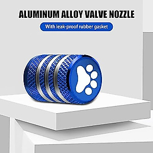 Hawyet 5 PCS Tire Valve Stem Caps, Dog Paw Tire Covers, Aluminum Alloy Car Anti-dust Caps, Universal for Most Cars (Blue)