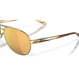 Oakley Women's OO4079 Feedback Aviator Sunglasses, Polished Gold/Prizm Rose Gold Polarized, 59 mm