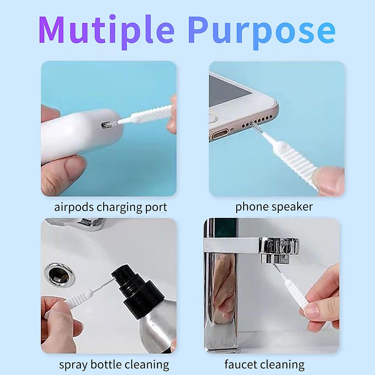 [10 Pieces] Loirtlluy Phone Mini Cleaning Brush Kit, Anti-Clogging Nylon Cleaner for Phone Speaker and Receiver, Multifunctional Cleaning Tool Compatible with Airpods, iPhone, Keyboard, Car Vent