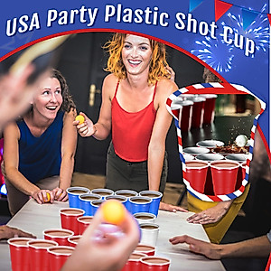 Yinkin 150 Pcs Red White and Blue Shot Glasses Bulk 2 oz Plastic Shot Glasses Disposable Shot Glasses Mini Shot Cups for Wedding Bachelorette Birthday Baby Shower Party Office Supplies