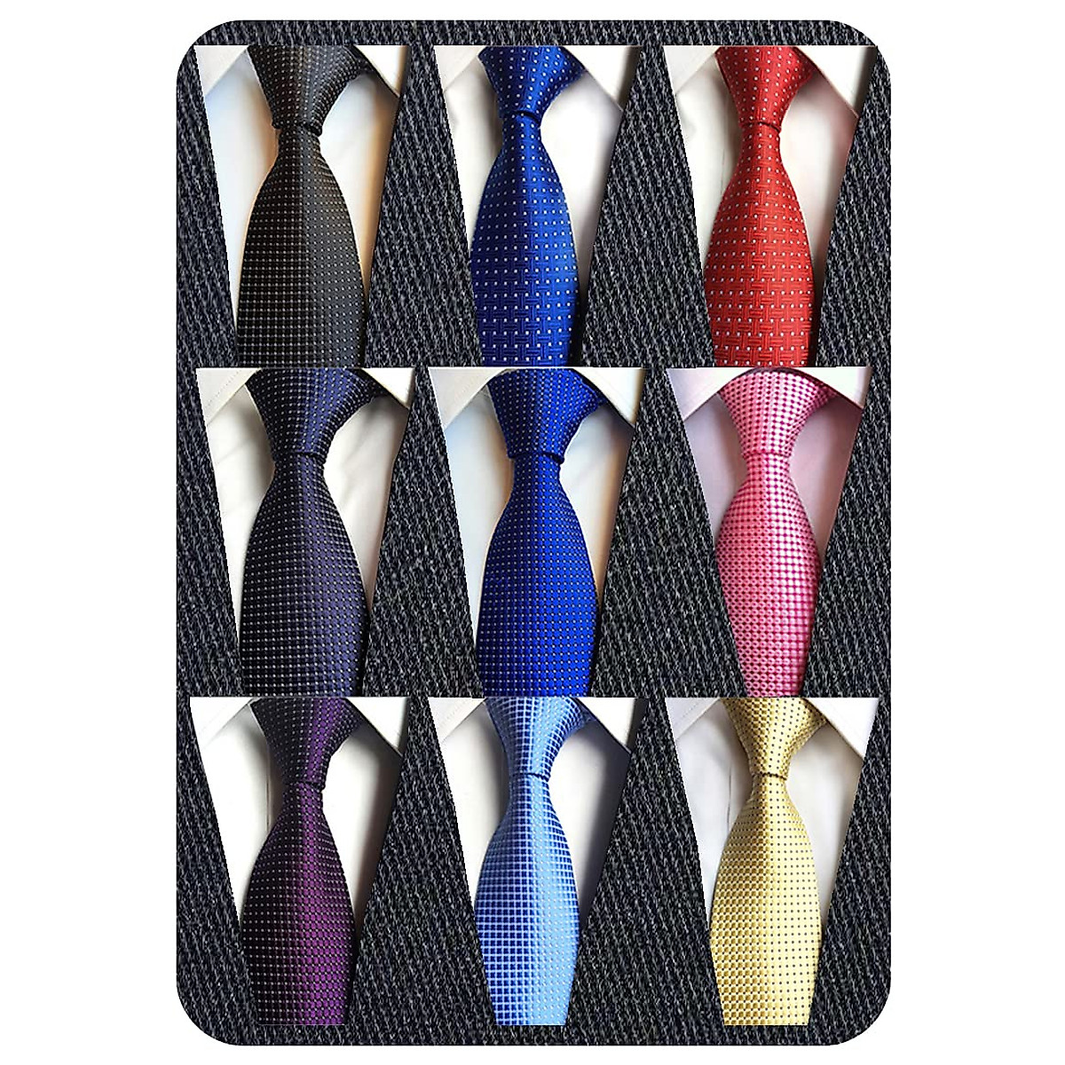 Adulove Men's Necktie Classic Silk Tie Woven Jacquard Neck Ties 9 PCS