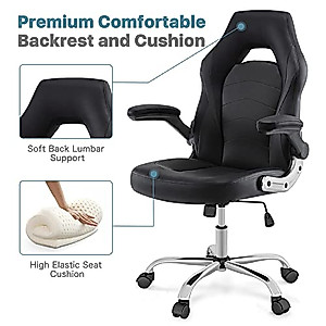 Gaming Chair - Executive Computer with Lumbar Support for Adults - 360° Swivel Rocking Home Office Computer Desk PU Leather Task Chair