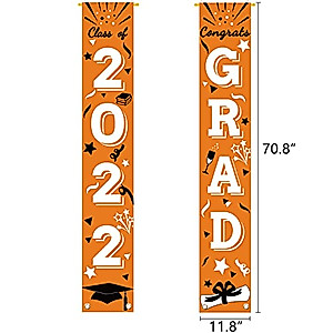 DUDOU Orange Graduation Porch Sign Class of 2022 Hanging Banner Front Entry Decoration Congrats Orange Black White Grad Party Decoration