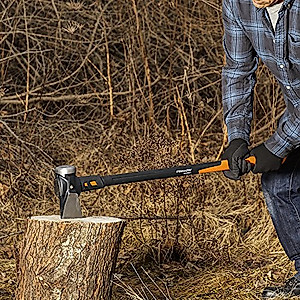 Fiskars Pro IsoCore 8lb. Wood Splitting Maul - 36" Shock Control SoftGrip Handle - Wood Splitter Tool and Maul for Splitting Wedge - Black/Orange