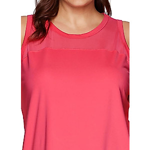 RBX Women's Plus Size Tank Top with Mesh Breathable Workout Tank T-Mesh Coral 2X