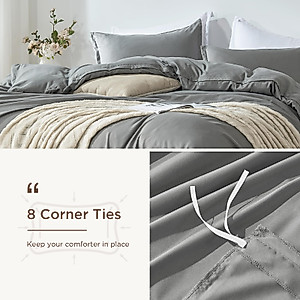 Cosybay Grey Duvet Cover Queen Size- Soft Queen Duvet Cover Set, 3 PCS- 1 Duvet Cover (90”x90”) with Zipper Closure and 2 Pillow Shams- Machine Washable